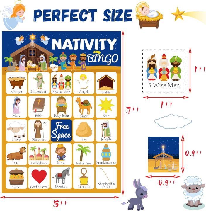 Christmas Nativity Bingo Christian Bingo for Kids with 24 Nativity ...