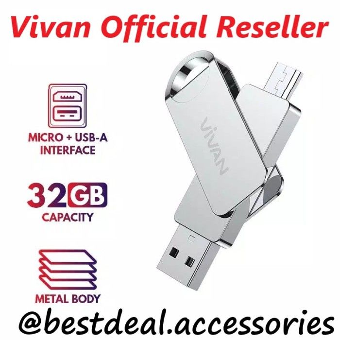 Vivan VOM132 32GB Flashdisk OTG Dual Interface Micro-USB Metal Body ...