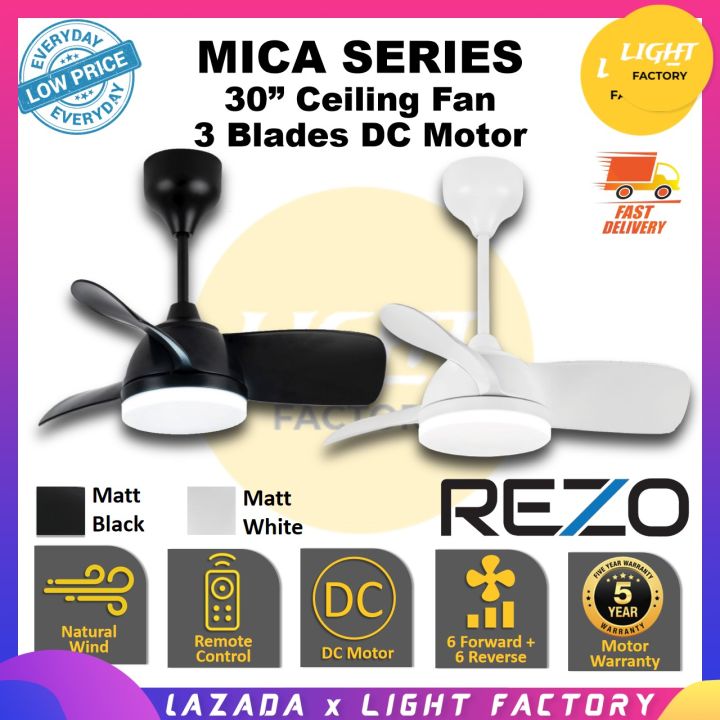 REZO MICA 30" 3 Blades DC MOTOR MINI CEILING FAN With 3 Colour LED ...