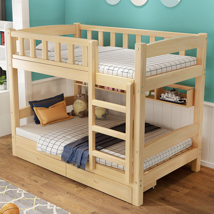 Solid Wood Double Bed Bunk Bed Pine Bed Dormitory Height Bunk Bed Student Wooden Bed Solid Wood ...