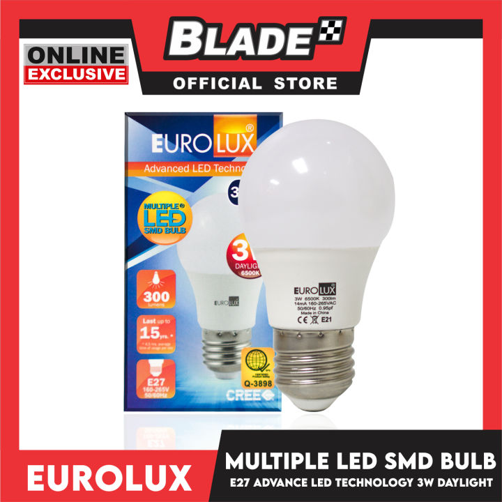Eurolux LED SMD Bulb E27 3W 6500K Daylight | Lazada PH
