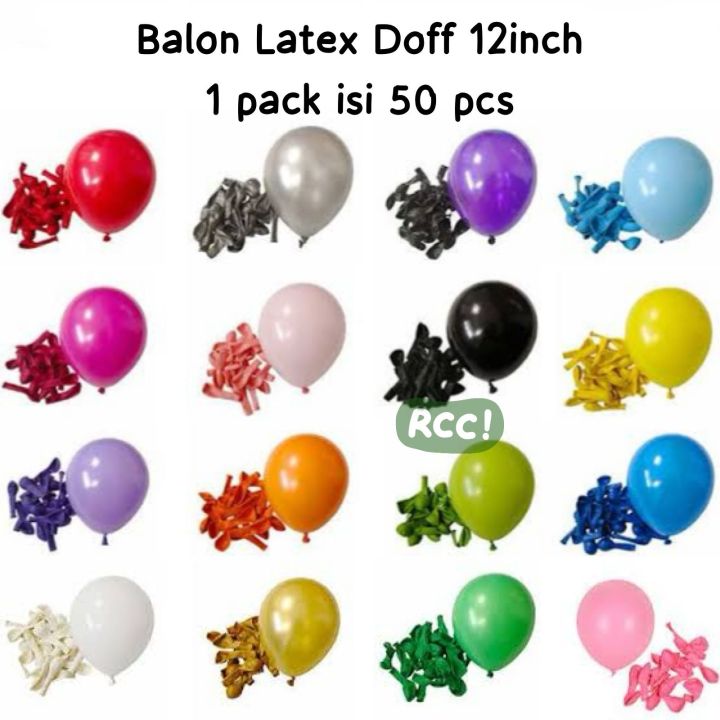 1 pack 50pcs balon latex balon karet polos doff 12inch | Lazada Indonesia