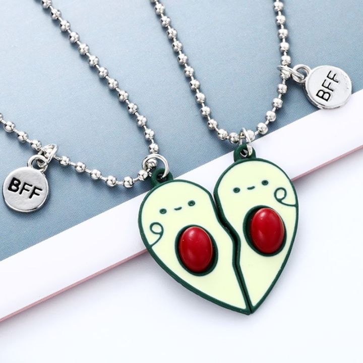 2PCS Cartoon BFF Couple Necklaces Avocado Butterfly Dolphin Best ...