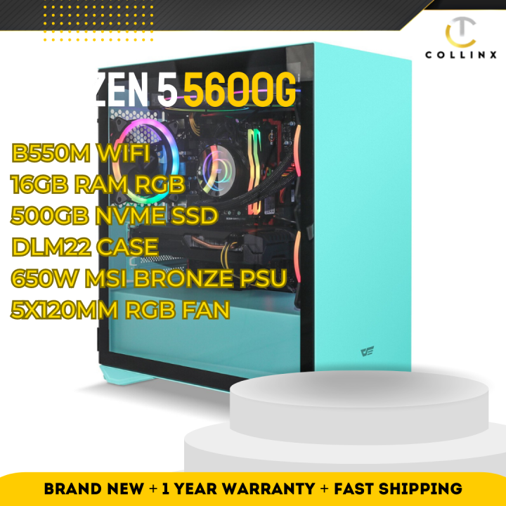 RYZEN 5 5600g | B550M WIFI | 16GB RAM | 512GB NVME | 650W MSI | GLASS ...