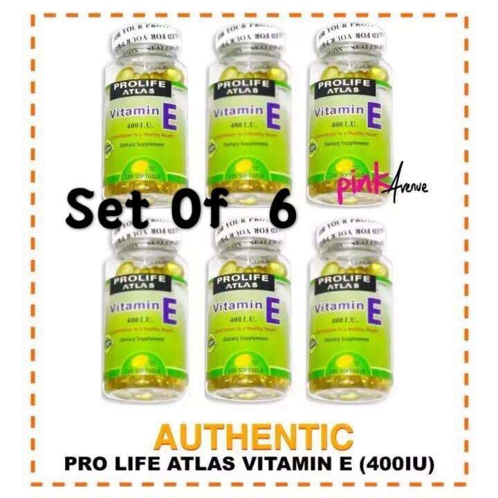 MZ ( Set Of 6 ) PRO LIFE Atlas Vitamin E 400IU (100 Softgels). | Lazada PH