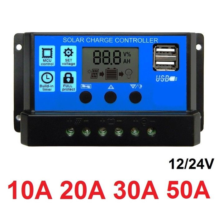 PWM Solar Charge Controller 10A 20A 30A 50A 60A 12V 24V Tenaga Surya ...