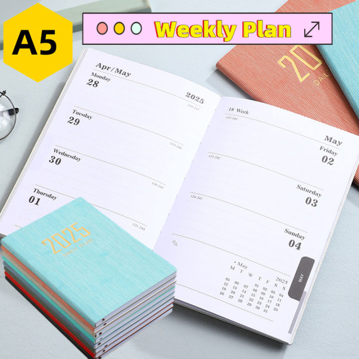 2025 A5 Weekly Planner, Durable PU Cover, 365 Days Daily Schedule ...