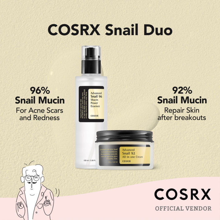 COSRX Bestsellers Snail Duo ( Advanced Snail 96 mucin power essence ...