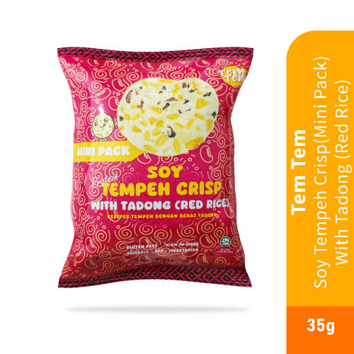 TEM TEM Tempeh Chips with Tadong, Red Rice 35g with Soy Bean, Organic ...