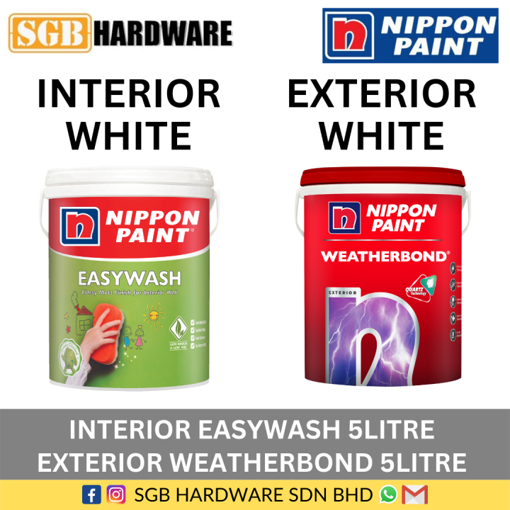 Nippon Interior Paint Easywash 5L White & Brilliant White / Exterior ...