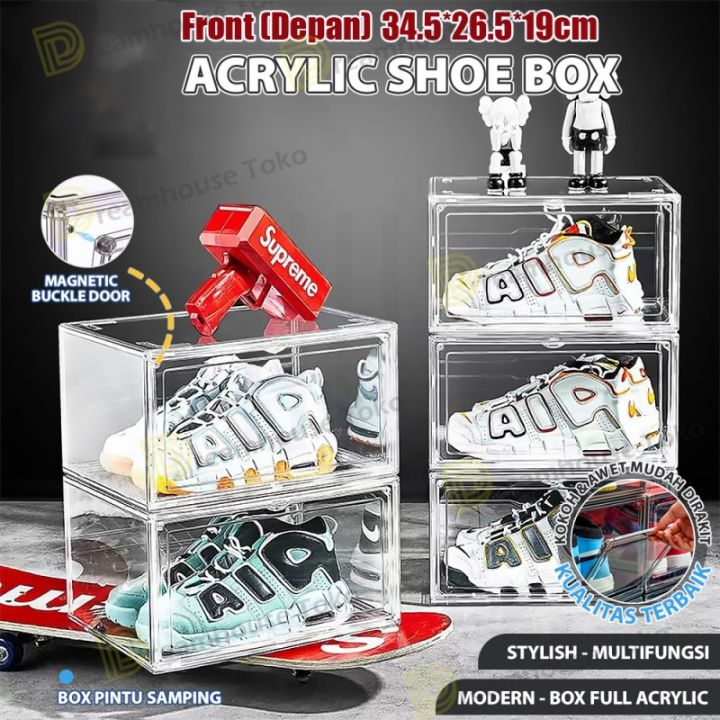 Kotak Sepatu Transparan Acrylic Box Shoes Box Premium Stackable ...