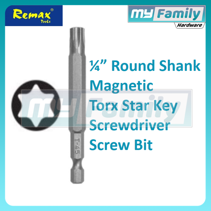REMAX 1/4 Round Shank Magnetic Torx Star Key Screwdriver Screw Bit T5 ...