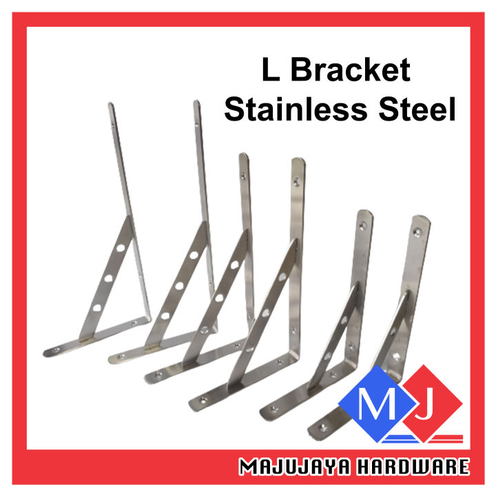 Heavy Duty Stainless Steel L-Shaped Wall Shelf Support Bracket 2pcs ...