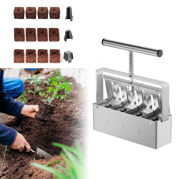 HEHJBY Upgraded Soil Blocker Practical Heavy Duty 4 Cell Soil Block ... HEHJBY Upgraded Soil Blocker Practical Heavy Duty 4 Cell Soil Block ...