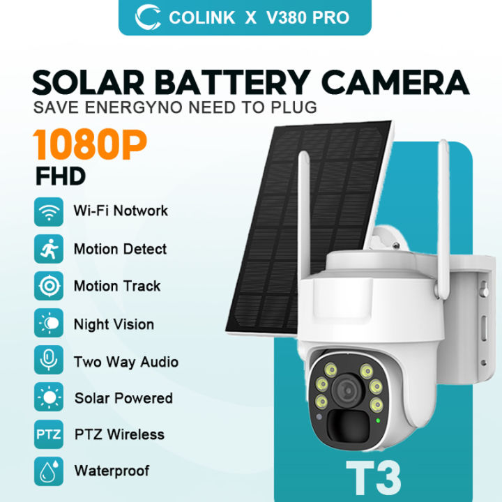 V380 Pro T3 Solar Power CCTV camera HD 1080P built-in 8000mAh battery ...