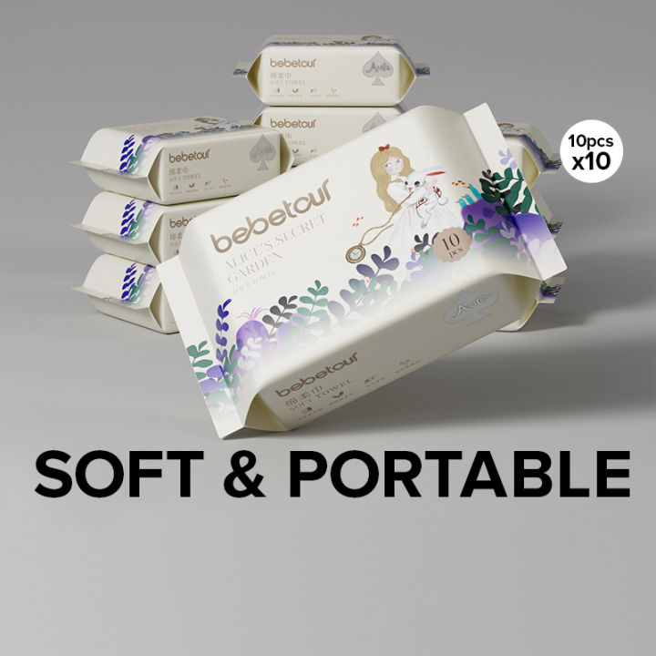 Bebetour 10s Cotton Milky Tissue Alice Series travel pack soft and ...