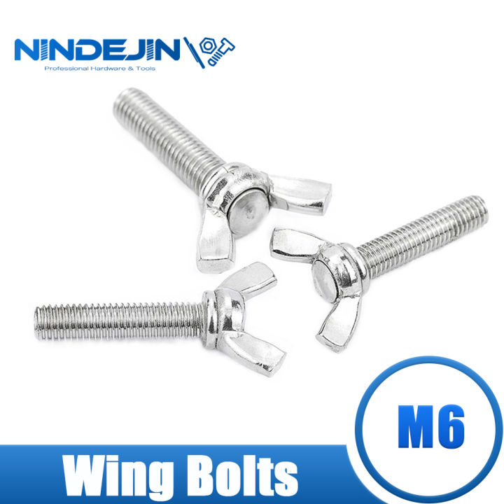 NINDEJIN 5pcs Wing bolts butterfly screw 304 stainless steel M6 wing ...