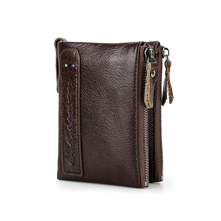 CONTACT'S HOT Genuine Cowhide Leather Vintage Men Wallet Short Coin ...