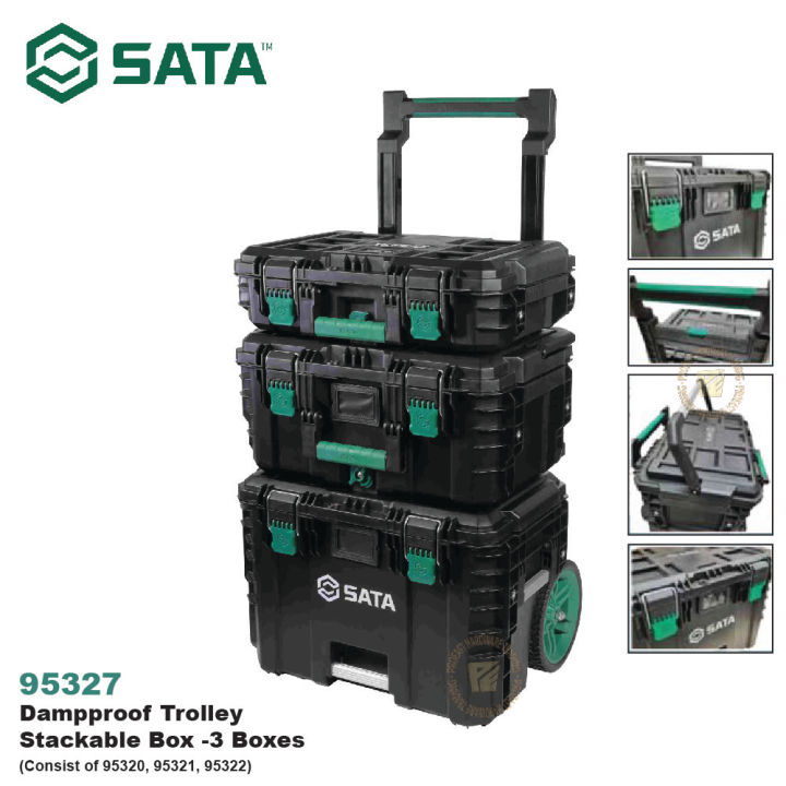 SATA 95327 Dampproof Trolley Stackable Box -3 Boxes (Consist of 95320 ...