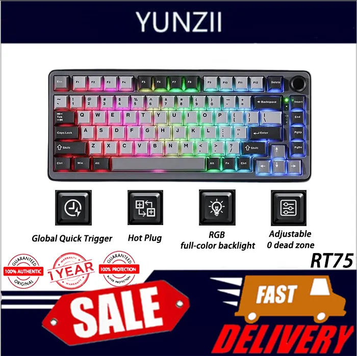 Yunzii RT75 Esports Magnetic Switch Keyboard With Wired RGB Adjustable ...