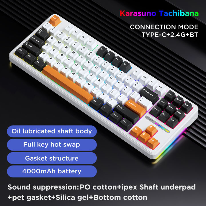 AULA F87Pro/F87 Mechanical Keyboard,Tri-Mode 2.4G/Wired/BT Wireless ...