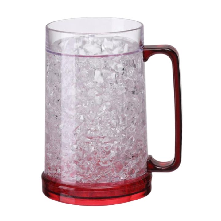 Freezer Ice Beer Mug Clear Cooling Wine Cup Double Wall Gel Frosty Beer ...