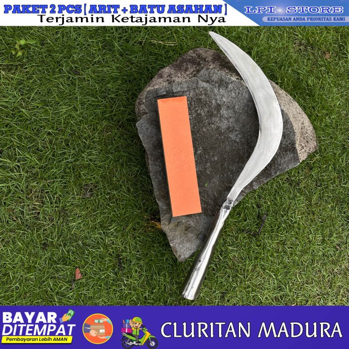 Arit Sabit Cluritan Dan Batu Asah Paket 2 Pcs - Sabit Rumput Arit Padi ...