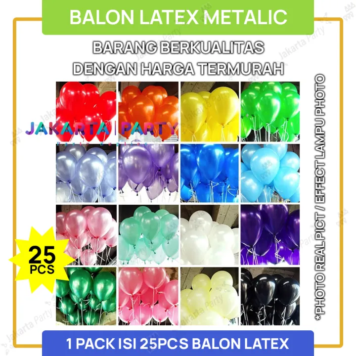 Balon Latex Metalik 1 Pack Isi 25 Pcs / Balon Metalik Per Pack / Balon ...