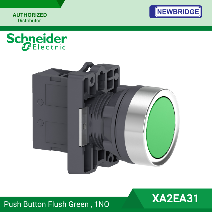 Round Green push-button Ø 22 - flush spring return - 1NO by Schneider ... Round Green push-button Ø 22 - flush spring return - 1NO by Schneider ...