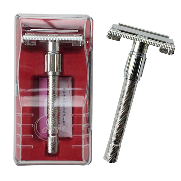 [HOBARTO]Razor with Long Handle Manual Double Edge Men Facial Razor for ...