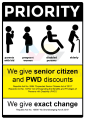 Priority Lane | Priority Seating | Disable | Elderly | Pregnant | Woman ...