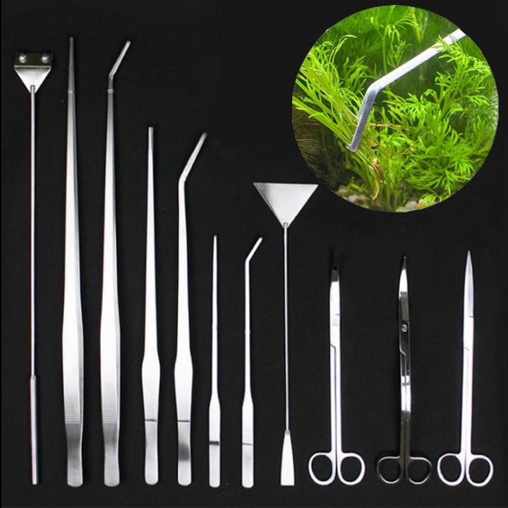 Stainless Steel Aquarium Water Plant Tool Tweezers Scissors Spatula ...