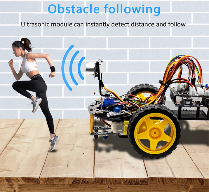 2WD ULTRASONIC MODULEKIT AUTO TRACKING MOTOR SMART ROBOT CAT CHASSIS ...
