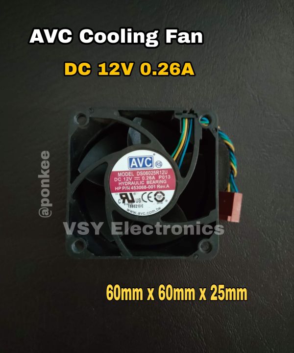 Original AVC Cooling Fan DC Blower Cooler 12v 0.26a 60mm x 60mm x 25mm ...