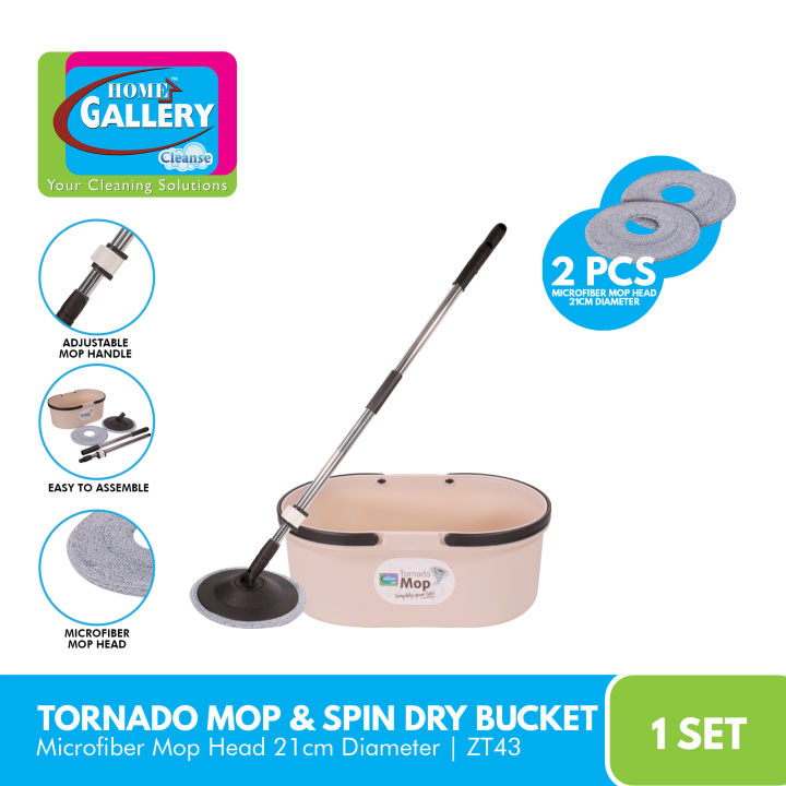 Home Gallery Tornado Mop & Spin Dry Bucket with 2 Microfiber Mop Head Set | Floor Mop | Original ...