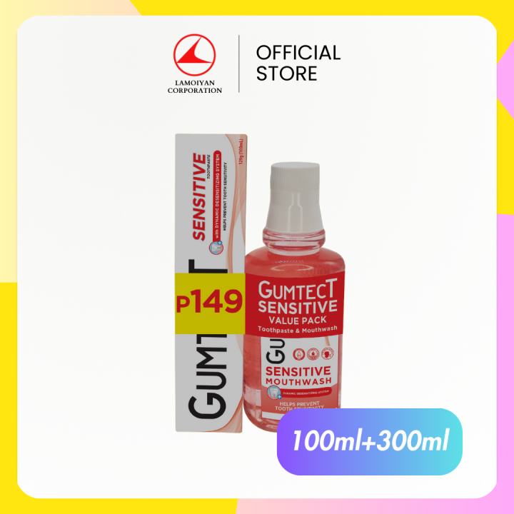 Gumtect Sensitive Mouth Care System Toothpaste (100ml) & Mouthwash ...