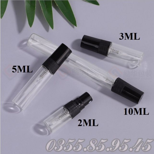 10 Lọ chiết nước hoa THỦY TINH TRÒN NẮP ĐEN 2ml, 3ml, 5ml, 10ml - Vỏ chai, Ống đựng nước hoa du ...