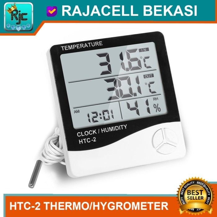 HTC-2 Digital Thermometer Higrometer Dual Display Termometer Jam Alarm | Lazada Indonesia