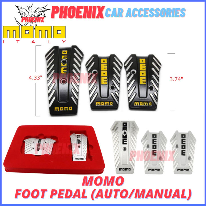 Aluminium Alloy MOMO JDM Racing Foot Pedals Pads - BLACK / SILVER for ...