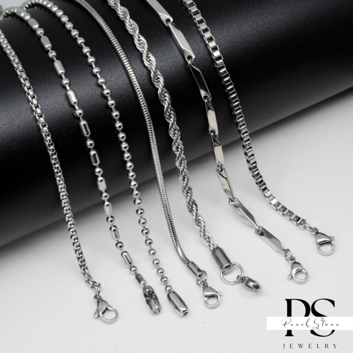 Stainless Steel Cuban Chain Necklace 3mm Thick, 6 Style Leisure Style ...
