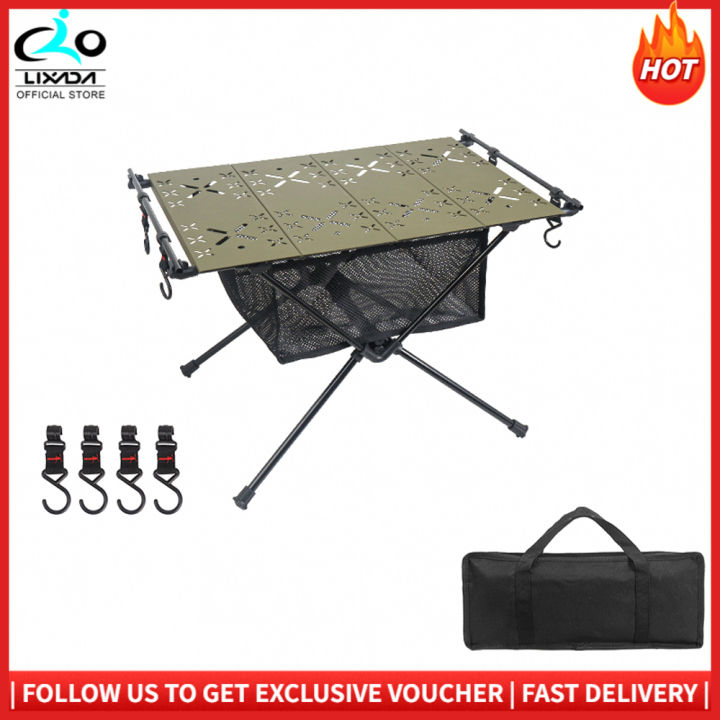 LIXADA Table Portable With Bbq Picnic Table Roll-up With Aluminum Alloy ...