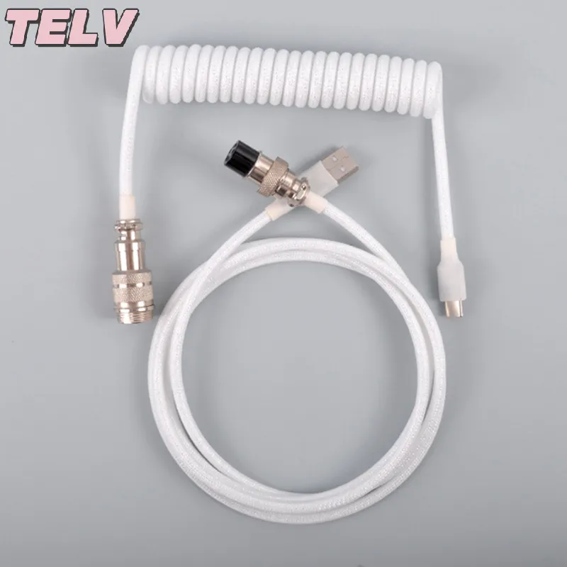 TELV Type-C USB Keyboard TypeC USB Cable Mechanical Keyboard Coiled ...