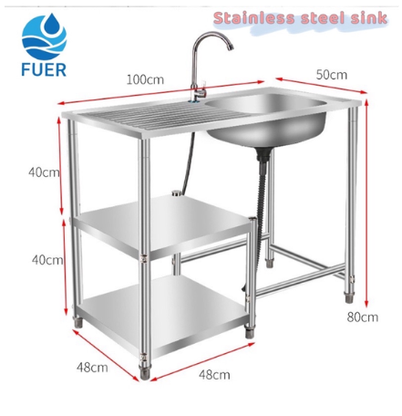 Stainless sink table for kitchen with stand/portable sink, FREE FAUCET ...