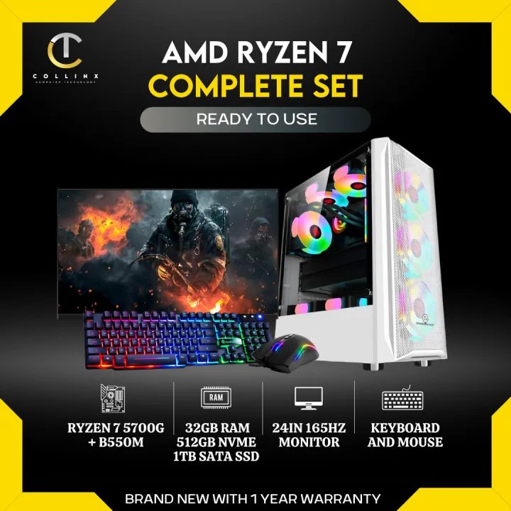 [ COMPLETE SET ] AMD RYZEN 7 5700G PC 32GB RAM 512GB NVME 1TB SATA SSD ...