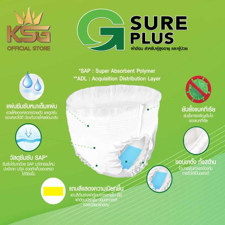 G SURE PLUS ผ้าอ้อมผู้ใหญ่ แบบกางเกง | Lazada.co.th
