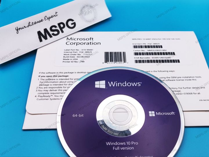 Windows 10 Pro OEM OEI DVD Pack 64-bit | Lazada PH