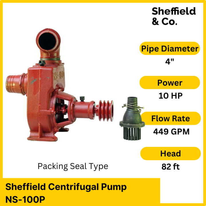 Sheffield Self Priming Centrifugal Pump, 4" (10 HP), Packing Seal Type ...