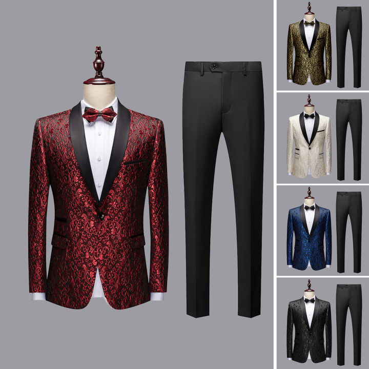 GMBI 2Pcs/Set Stage Performance Suit Two Piece Suit Single Buckle ...