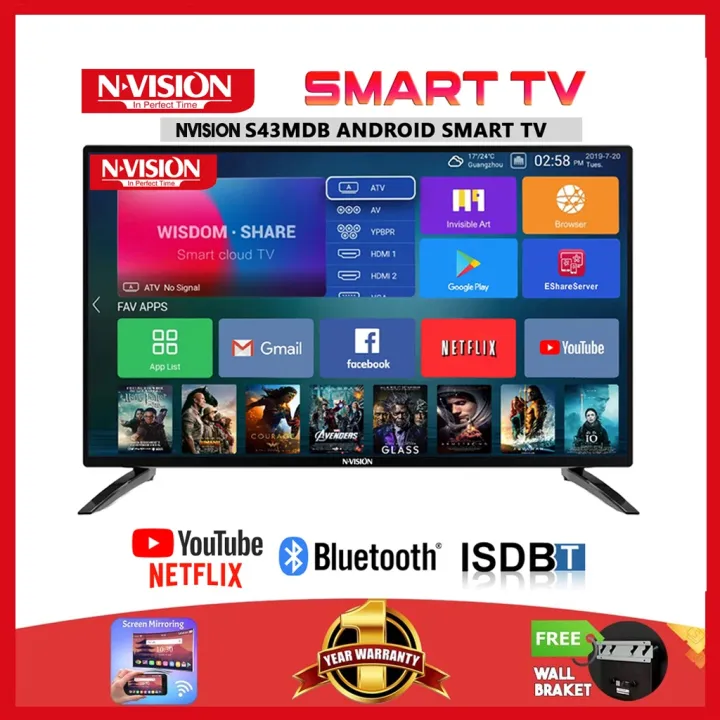 NVISION S43MDB 43 Inch Smart TV With ISDB-T Digital Receiver | Youtube Netflix ANDROID 11.0 ...