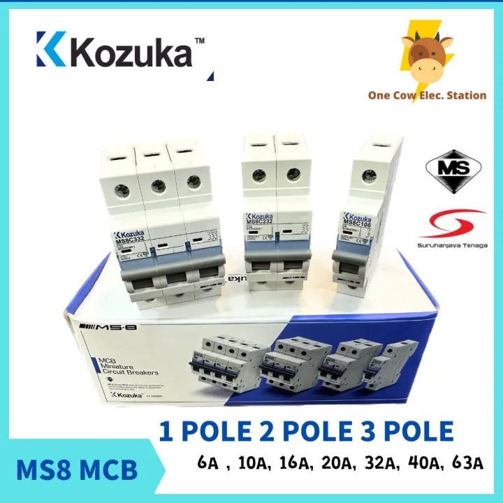 ORIGINAL KOZUKA *MS8 MCB 1/2/3Pole (6KA) MCB 6A , 10A , 16A , 20A, 32A ...